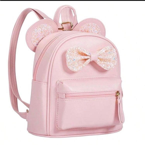 Bags | Mini Backpack With Glitter Bow | Poshmark